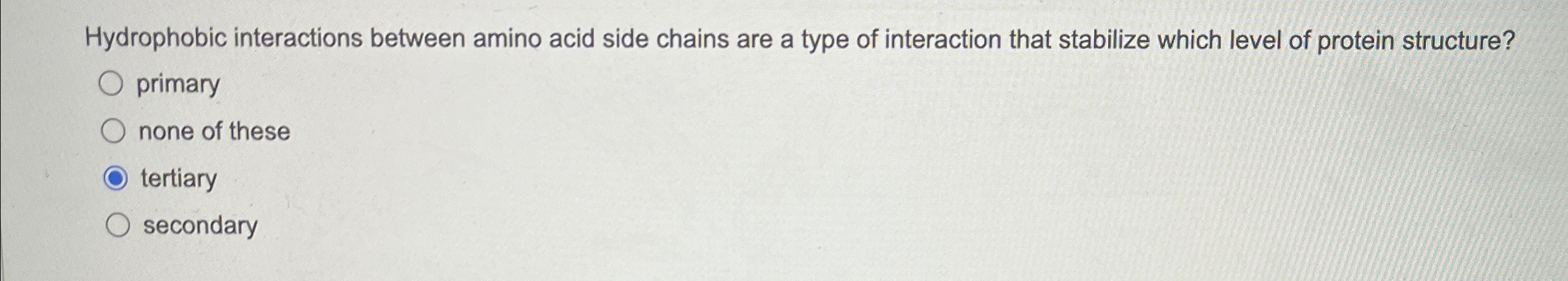 Solved Hydrophobic interactions between amino acid side | Chegg.com