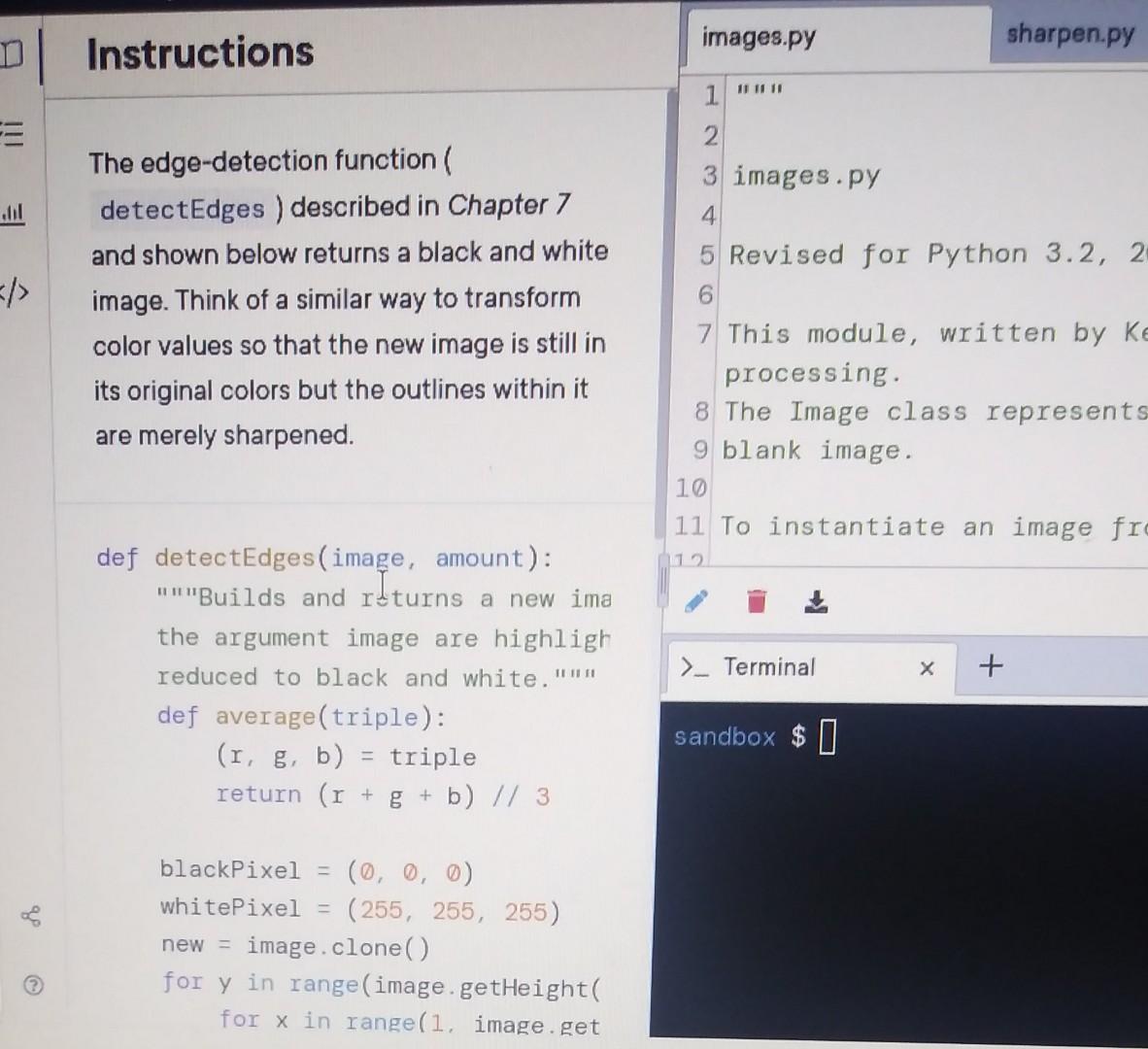 Solved The edge-detection function ( detectEdges ) described | Chegg.com