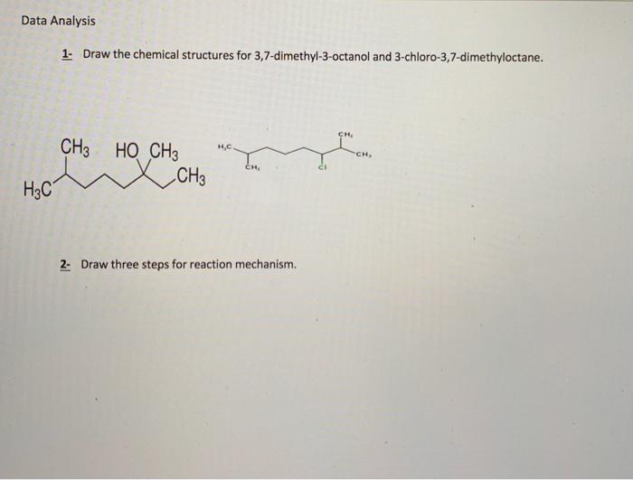 Solved Data Analysis 1. Draw the chemical structures for | Chegg.com
