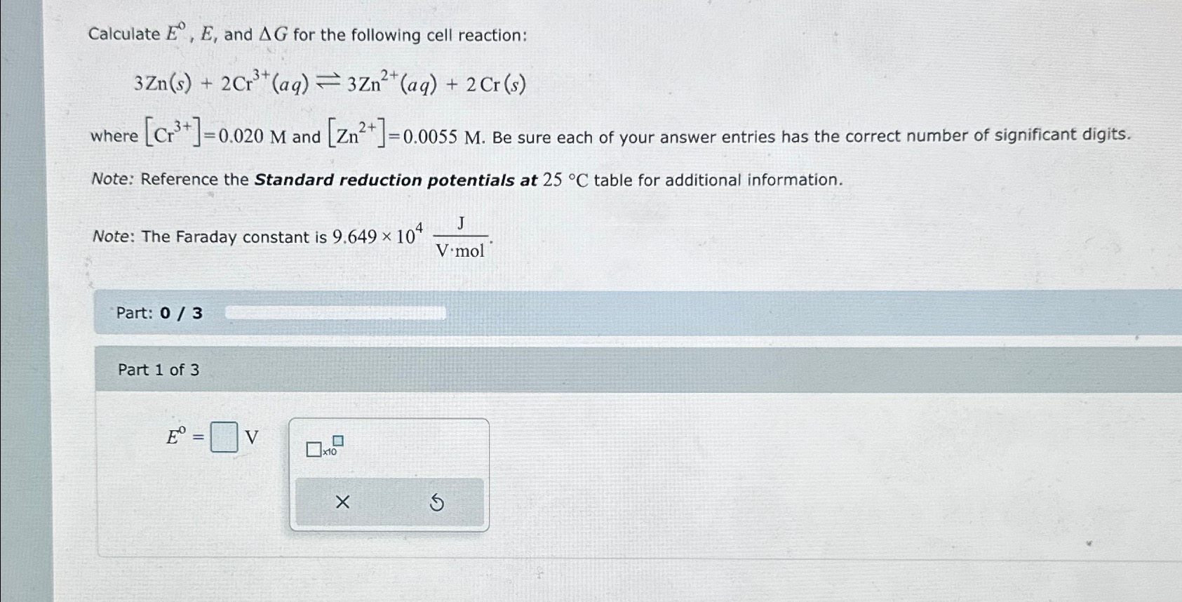Solved Calculate E°,E, ﻿and ΔG ﻿for the following cell | Chegg.com