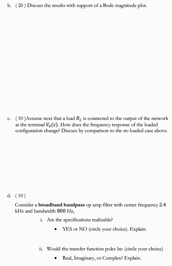 Solved Design an active unity-gain bandpass filter with | Chegg.com