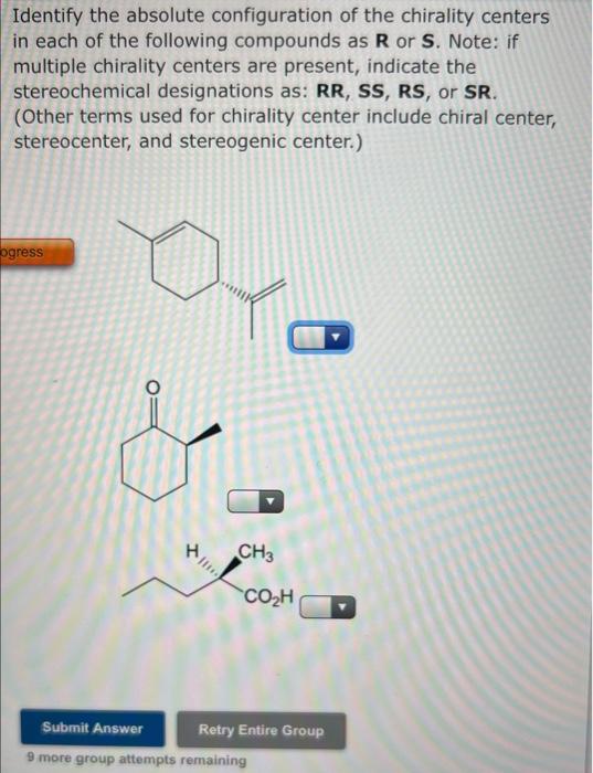 Solved Identify the absolute configuration of the chirality | Chegg.com