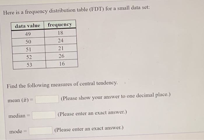 Solved Here is a frequency distribution table (FDT) for a | Chegg.com