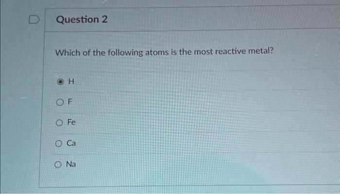 Solved Which of the following atoms is the most reactive | Chegg.com