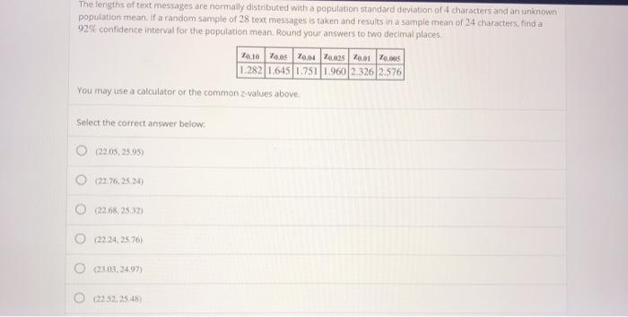 Solved The lengths of text messages are normally distributed | Chegg.com