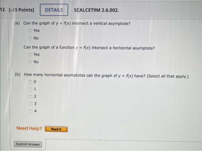 Solved (a) Can the graph of y=f(x) intersect a vertical | Chegg.com
