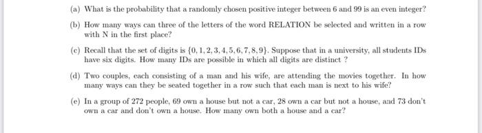 Solved (a) What is the probability that a randomly chosen | Chegg.com