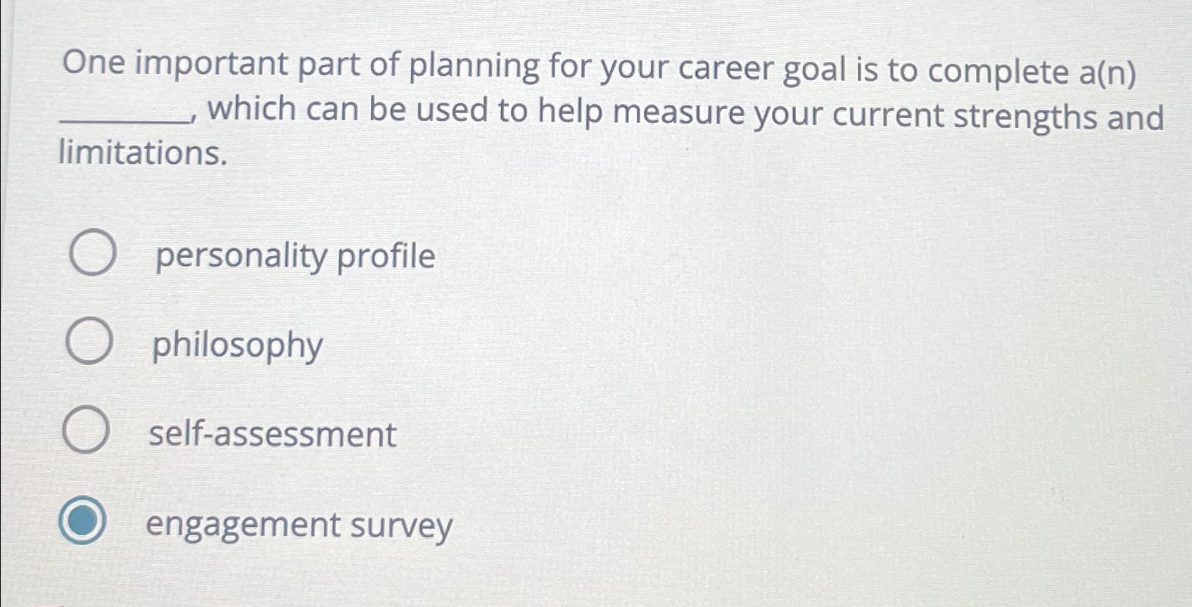 Solved One important part of planning for your career goal | Chegg.com