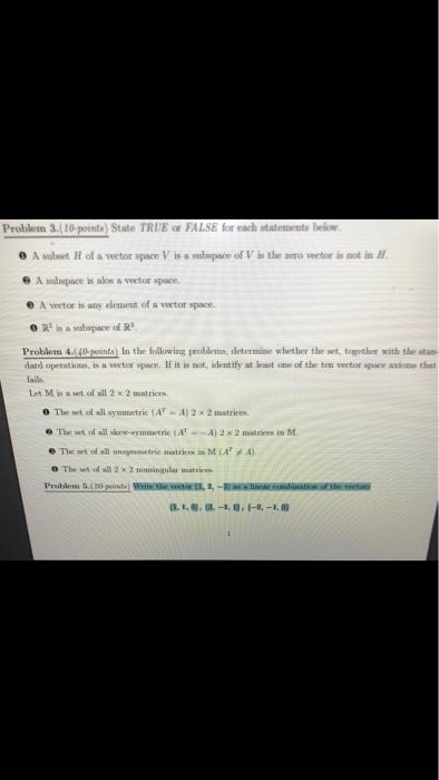 Solved Problem 3. [10 points) State TRUE OR FALSE for each | Chegg.com