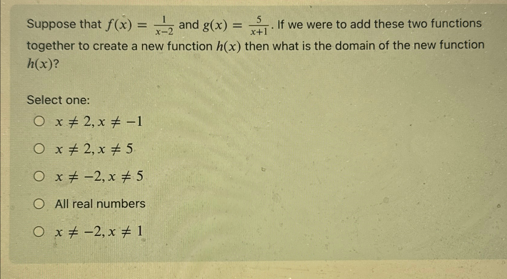 Solved Suppose that f(x)=1x-2 ﻿and g(x)=5x+1. ﻿If we were to | Chegg.com