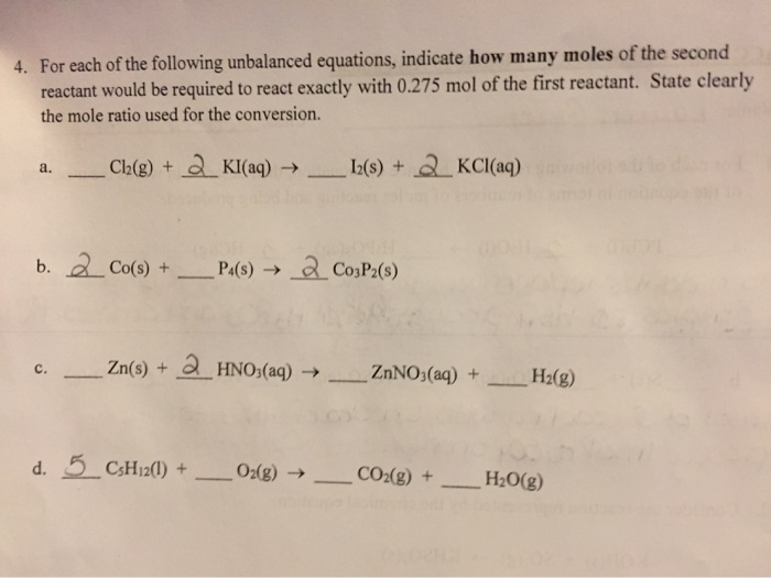 Solved 4. For each of the following unbalanced equations, | Chegg.com