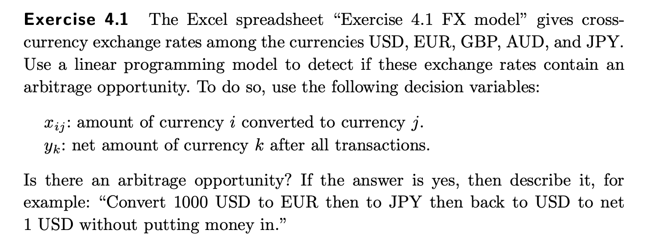 Solved Exercise 4.1 ﻿The Excel spreadsheet "Exercise 4.1 ﻿FX | Chegg.com