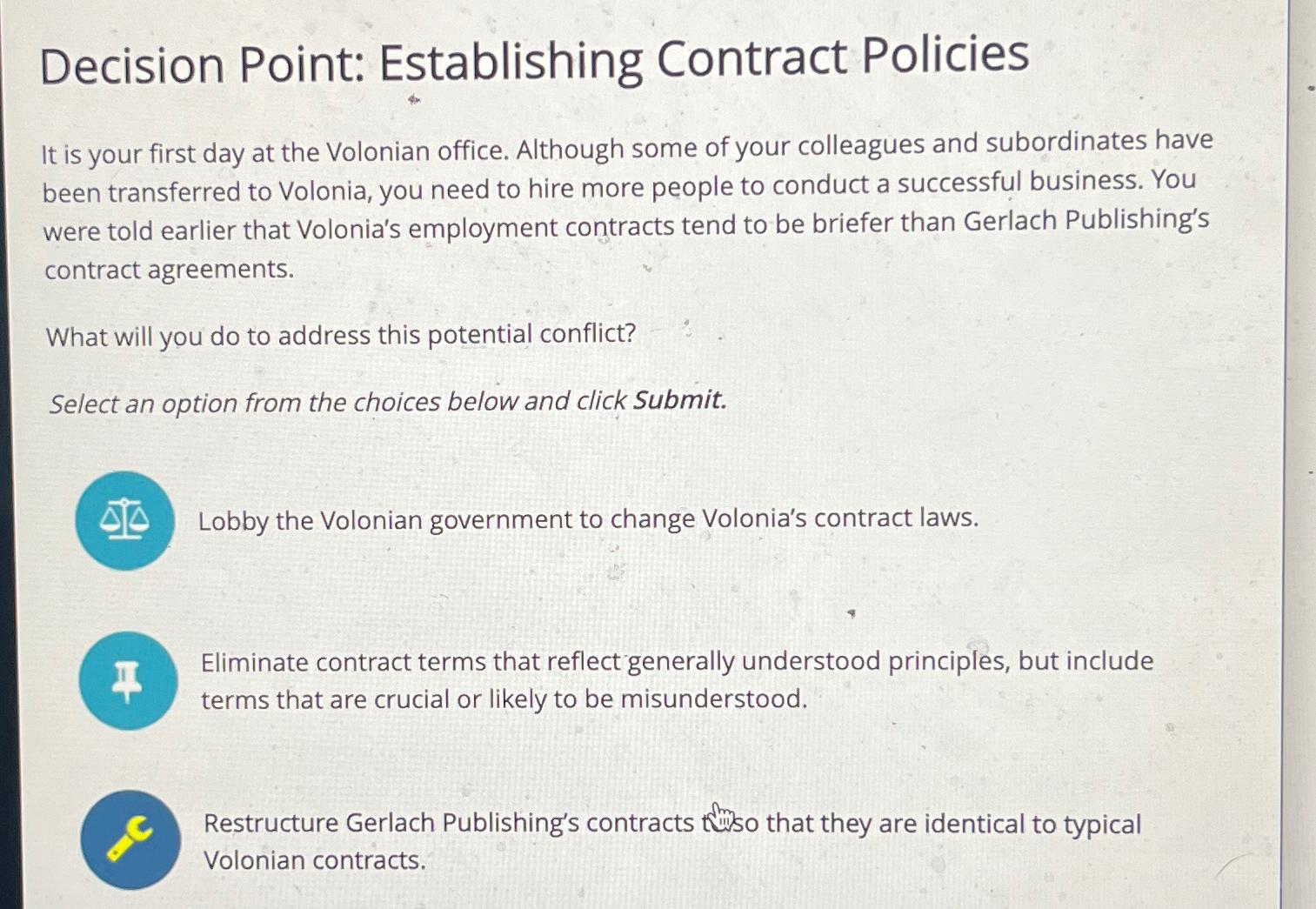 Solved Decision Point: Establishing Contract PoliciesIt is | Chegg.com