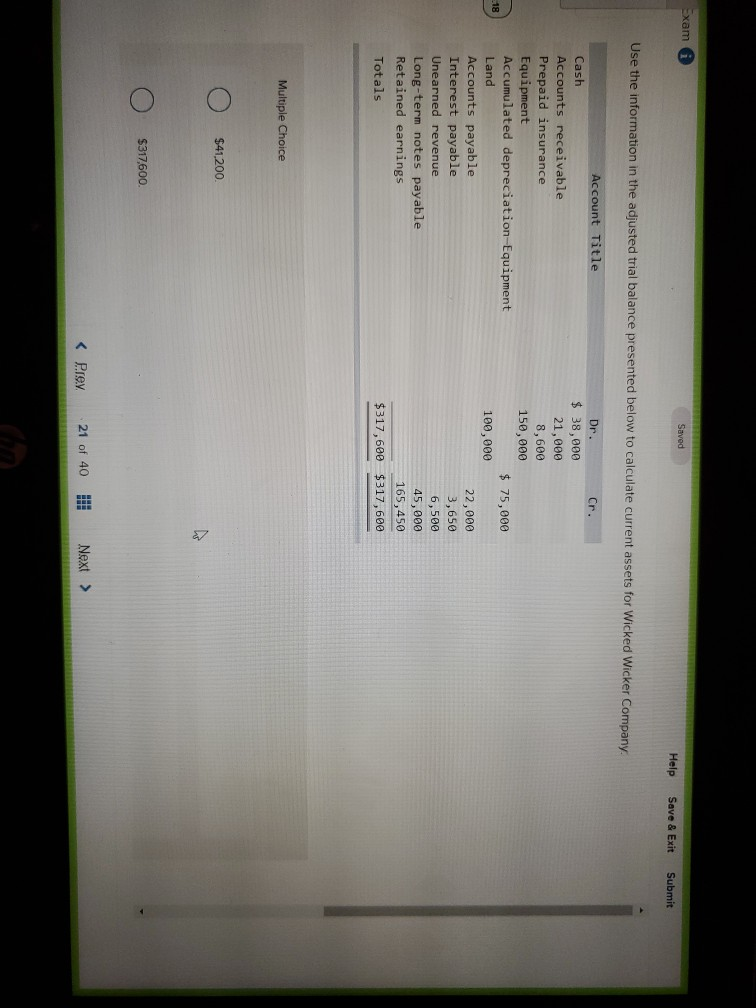 Solved xam Saved Help Save & Exit Submit At the beginning of | Chegg.com