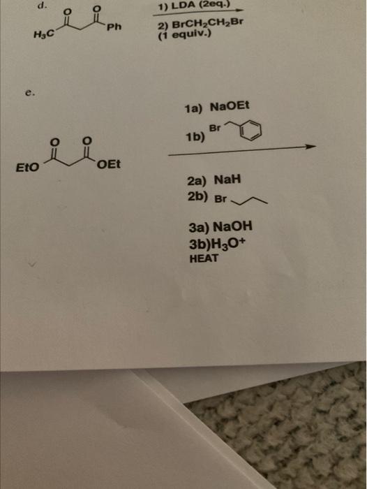Solved d. Ph 1) LDA (2eq.) 2) BrCH2CH2Br (i equiv.) HEC 1a) | Chegg.com