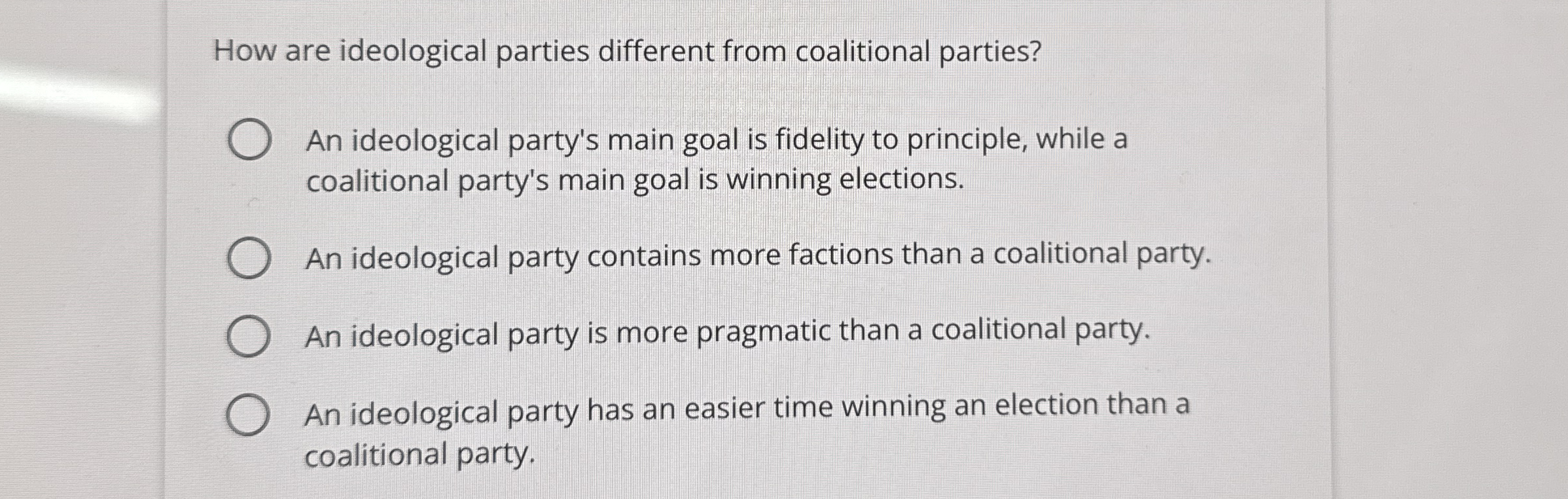 Solved How are ideological parties different from | Chegg.com