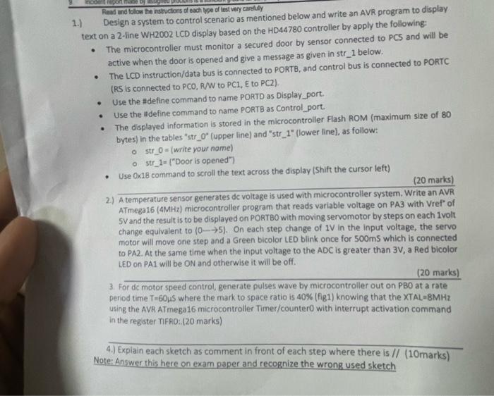 Solved Design a system to control scenario as mentioned | Chegg.com