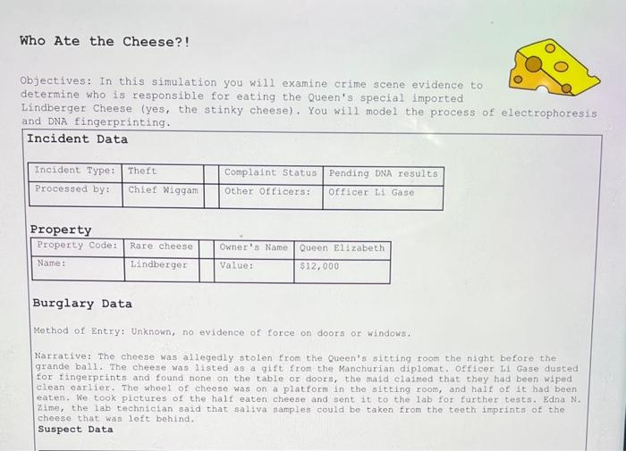 Solved Who Ate the Cheese?! Objectives: In this simulation | Chegg.com