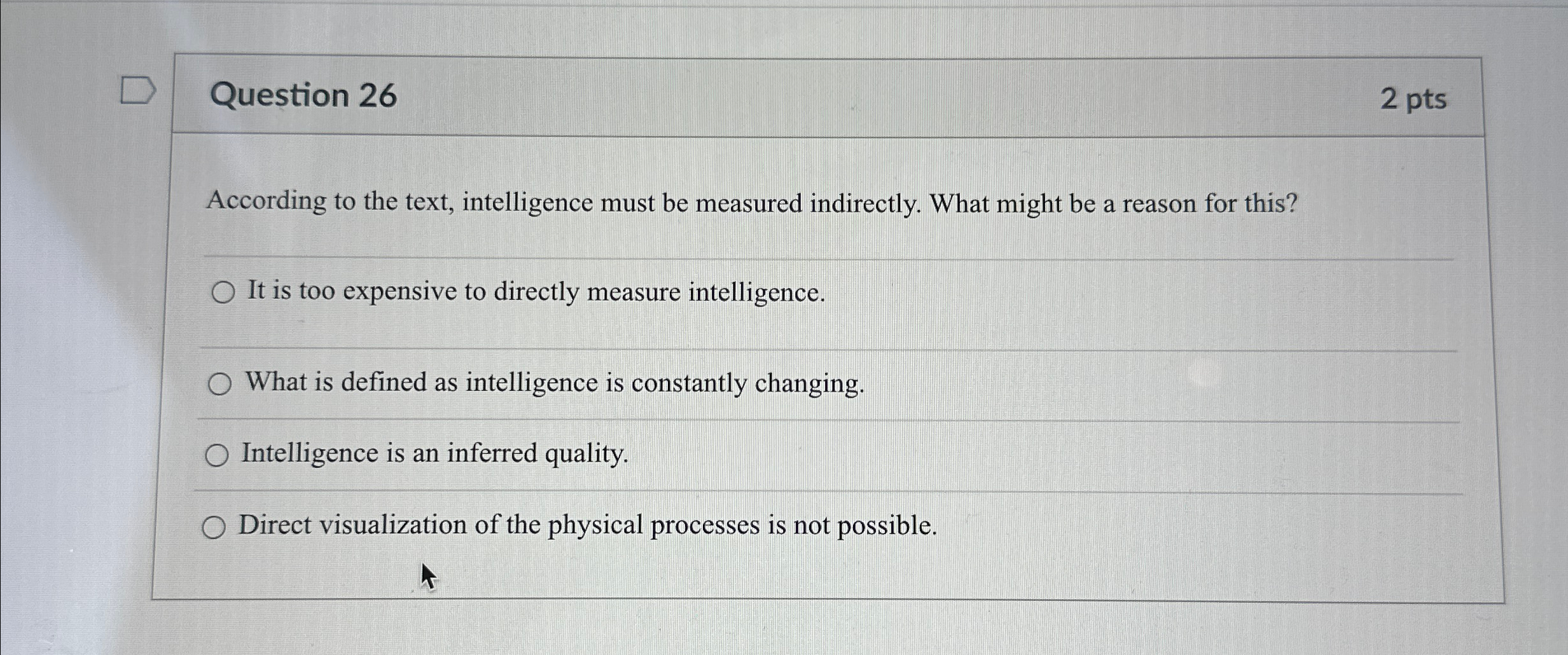 Solved Question 262 ﻿ptsAccording to the text, intelligence | Chegg.com