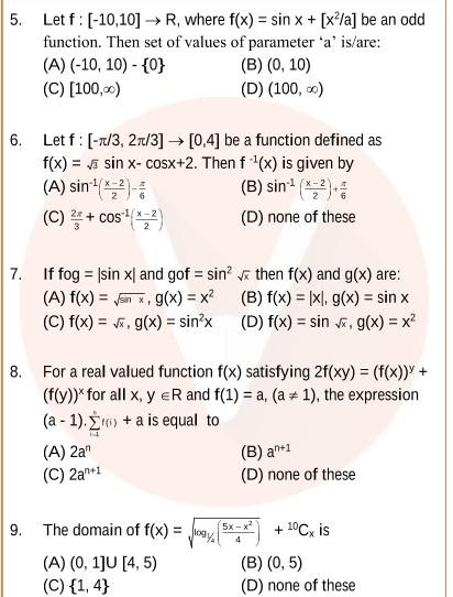 Solved 5. Let f:[−10,10]→R, where f(x)=sinx+[x2/a] be an odd | Chegg.com