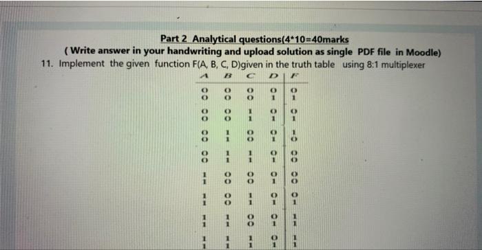 Solved Part 2 Analytical questions(4*10=40marks (Write | Chegg.com