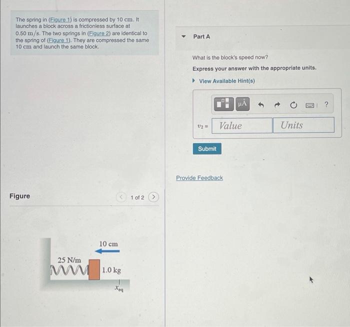 Solved The spring in (Figure 1) is compressed by 10 cm. It | Chegg.com