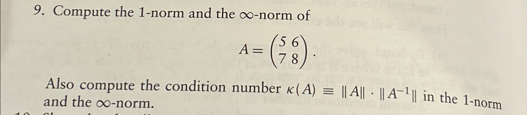 Solved Compute The 1 Norm And The ∞ Norm