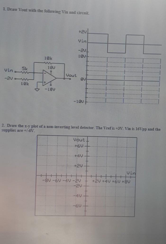 Solved Draw Vout with the following Vin and circuit +2y Vin | Chegg.com