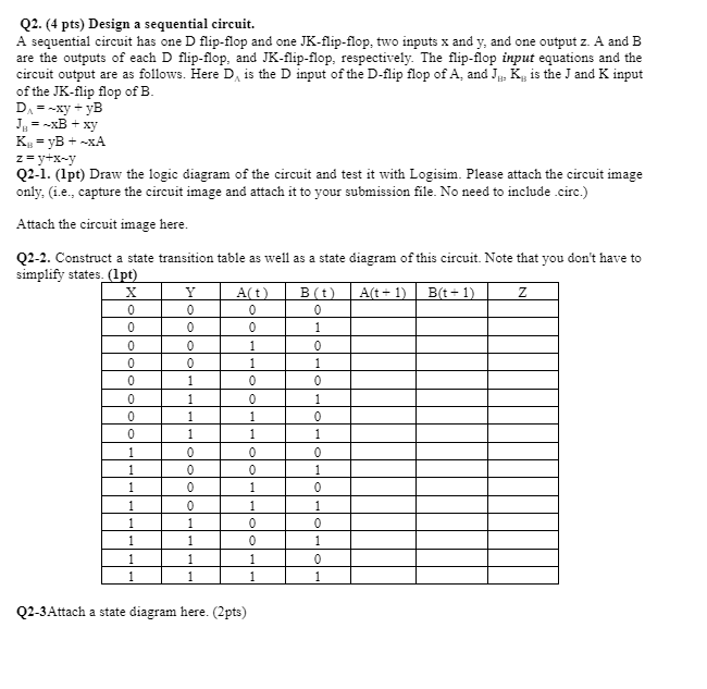 Solved Q2. (4 ﻿pts) ﻿Design a sequential circuit.A | Chegg.com