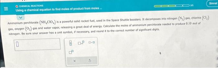 Solved Ammonium perchlorate (NH4ClO4) is a powerful solid | Chegg.com