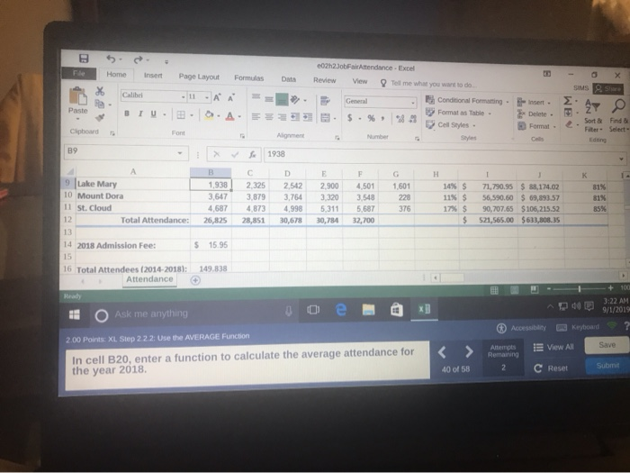 Solved In cell B20, enter a function to calculate the | Chegg.com