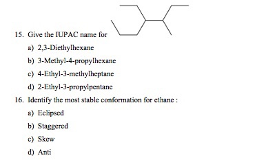 Solved 15. Give the IUPAC name for a) 2,3-Diethylhexane b) | Chegg.com