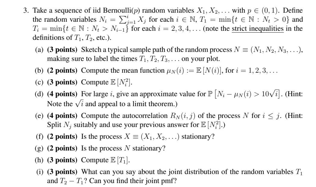 Solved 3 Take A Sequence Of Iid Bernoulli P Random