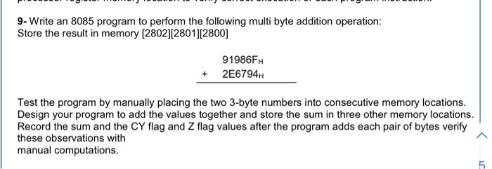 Solved 9-Write an 8085 program to perform the following | Chegg.com Solved 9-Write an 8085 program to perform the following | Chegg.com
