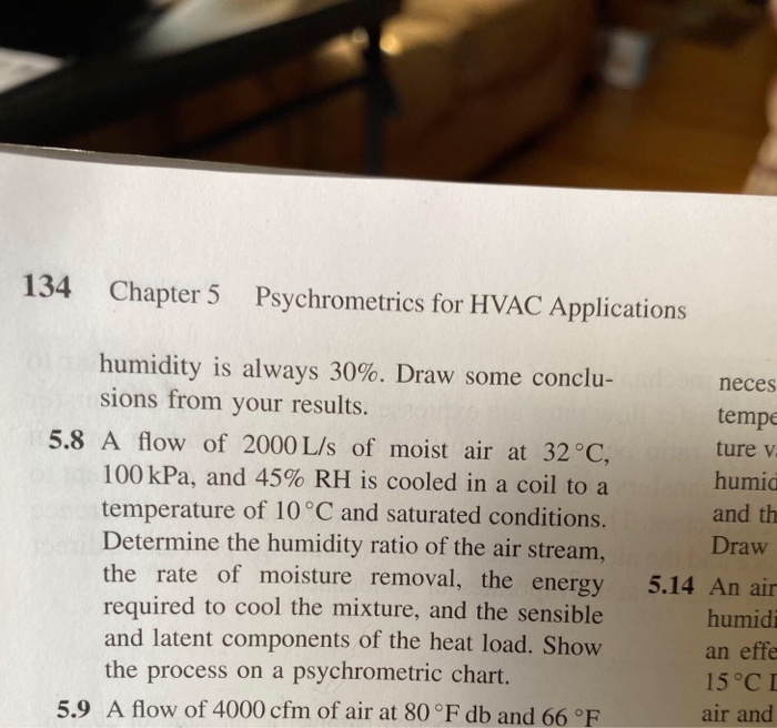 Solved 134 Chapter 5 Psychrometrics for HVAC Applications | Chegg.com