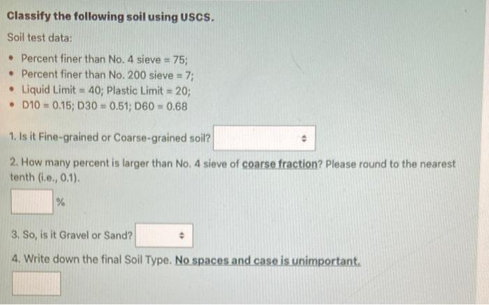 Solved Classify the following soil using USCS. Soil test | Chegg.com