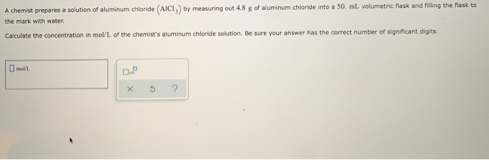 Solved A chemist prepares a solution of aluminum chloride | Chegg.com