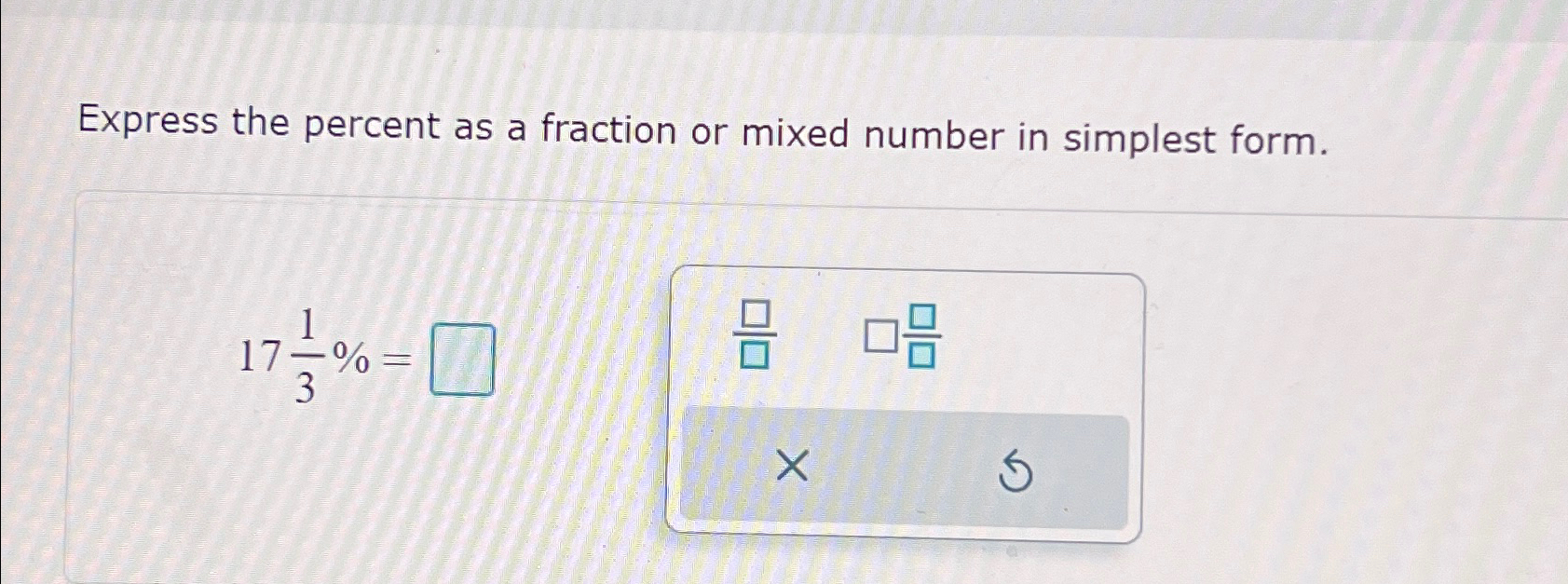Solved Express the percent as a fraction or mixed number in | Chegg.com