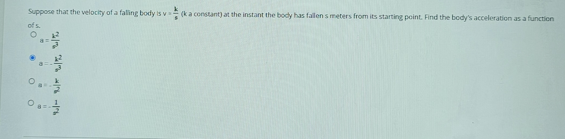 Solved Suppose that the velocity of a falling body is | Chegg.com