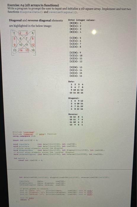 Solved Exercise #4 (2D arrays to functions) Write a program | Chegg.com