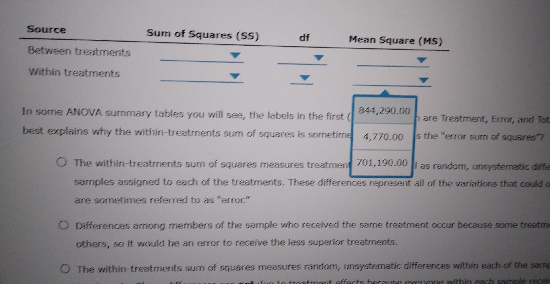 Solved 5. ANOVA calculations and rejection of the null | Chegg.com
