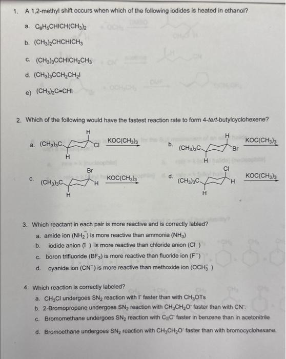 Solved 1. A 1,2-methyl shift occurs when which of the | Chegg.com