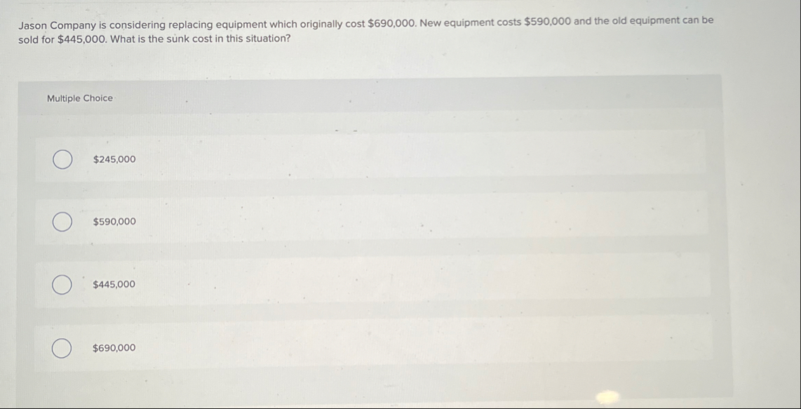 Solved Jason Company is considering replacing equipment | Chegg.com