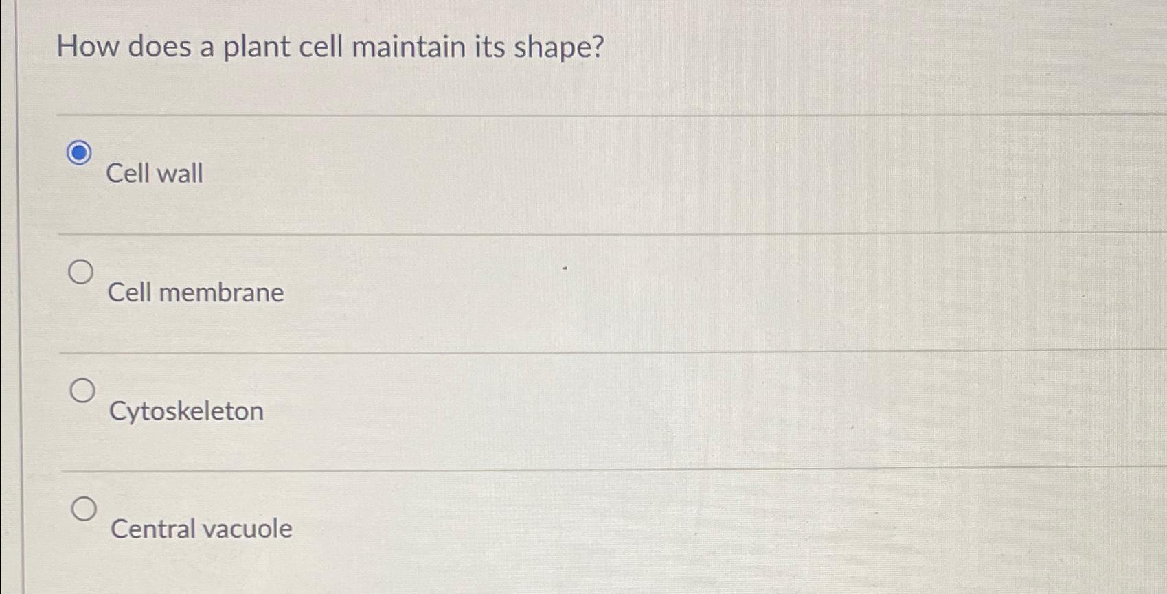 Solved How does a plant cell maintain its shape?Cell | Chegg.com