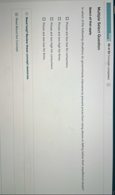Solved ||||||||||||||||||||||||||||||m||26 ﻿of 33 ﻿Concepts | Chegg.com
