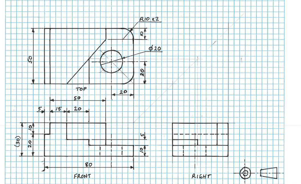 Draw the following views for the object shown below. | Chegg.com