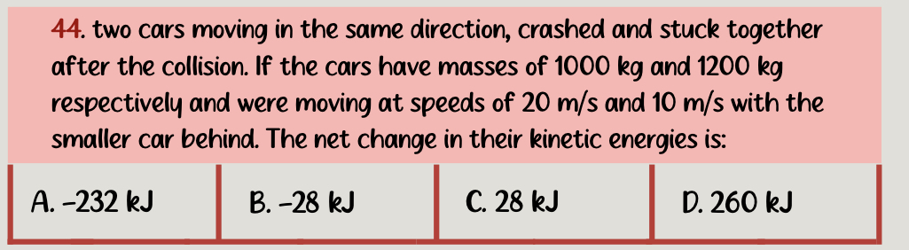 Solved two cars moving in the same direction, crashed and | Chegg.com