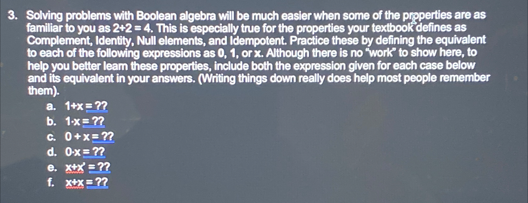 Solved Solving problems with Boolean algebra will be much | Chegg.com