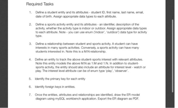 Entity Relationship Model & SQL Queries Objective The | Chegg.com