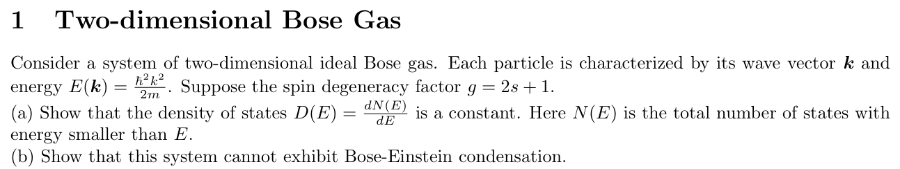 Solved 1 ﻿two Dimensional Bose Gasconsider A System Of